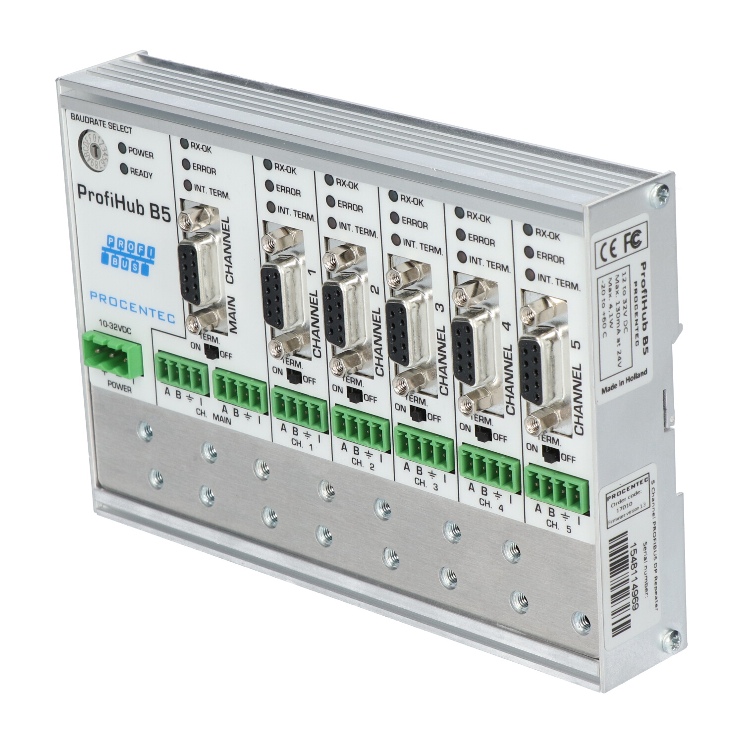 Procentec 17010 ProfiHub B5 5 Channel Profibus New NMP
