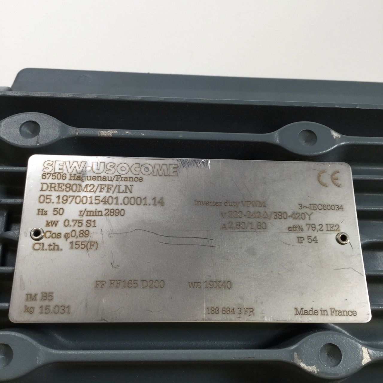 Sew DRE80M2/FF/LN 0,75kW Electric Motor Elektromotor 3000rpm 50Hz New NMP