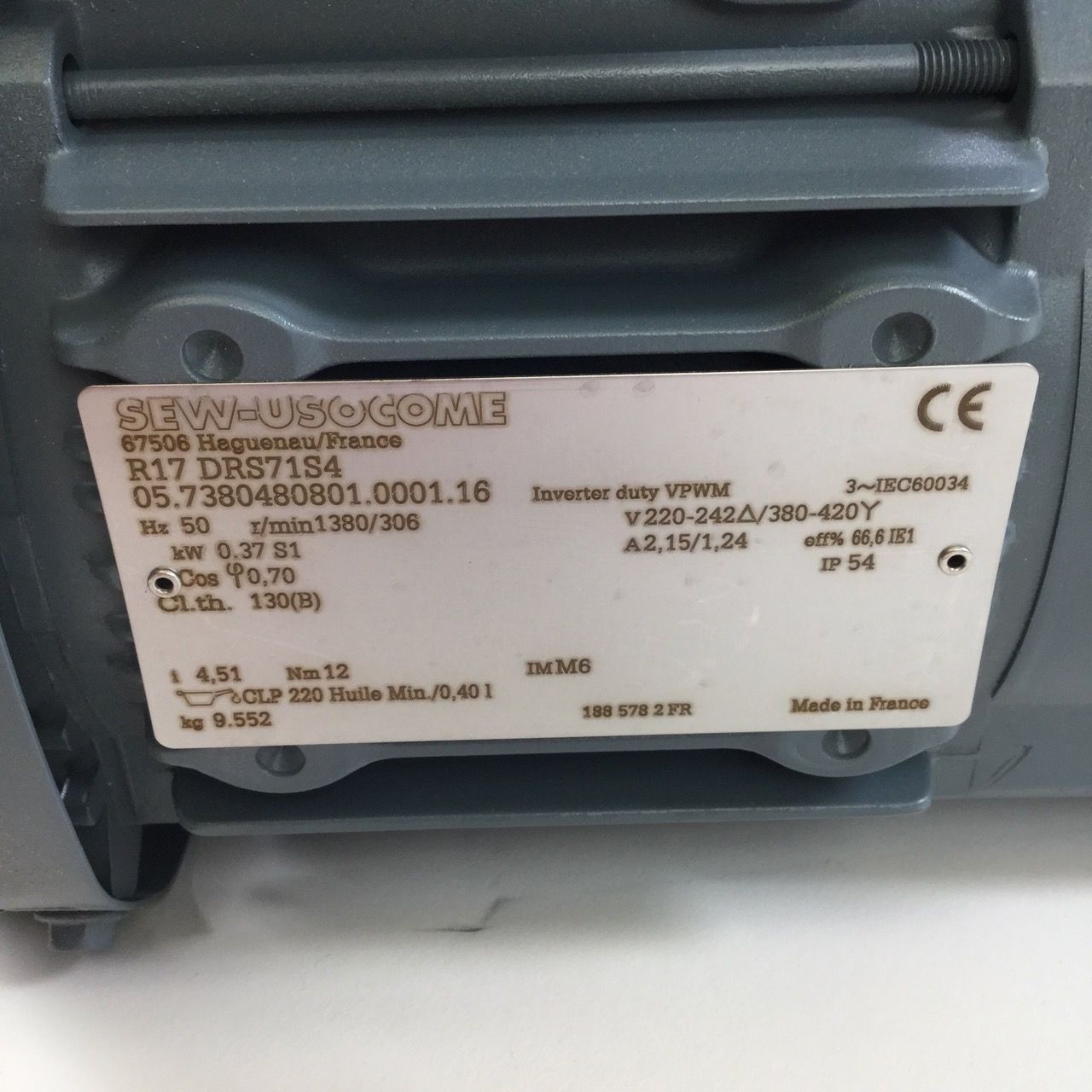 Sew R17/DRS71S4 0,37kW Getriebemotor Geared Motor 1500/306rpm i:5 New NMP