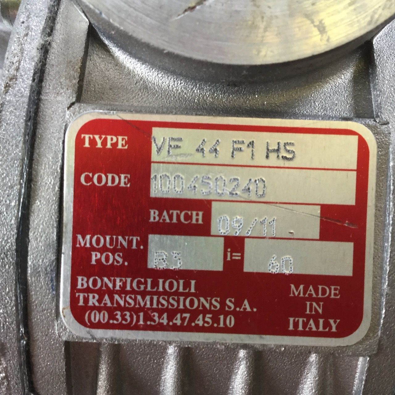 Bonfiglioli VF44 F1 HS B3 i:60 Worm Gear Reducer New NMP