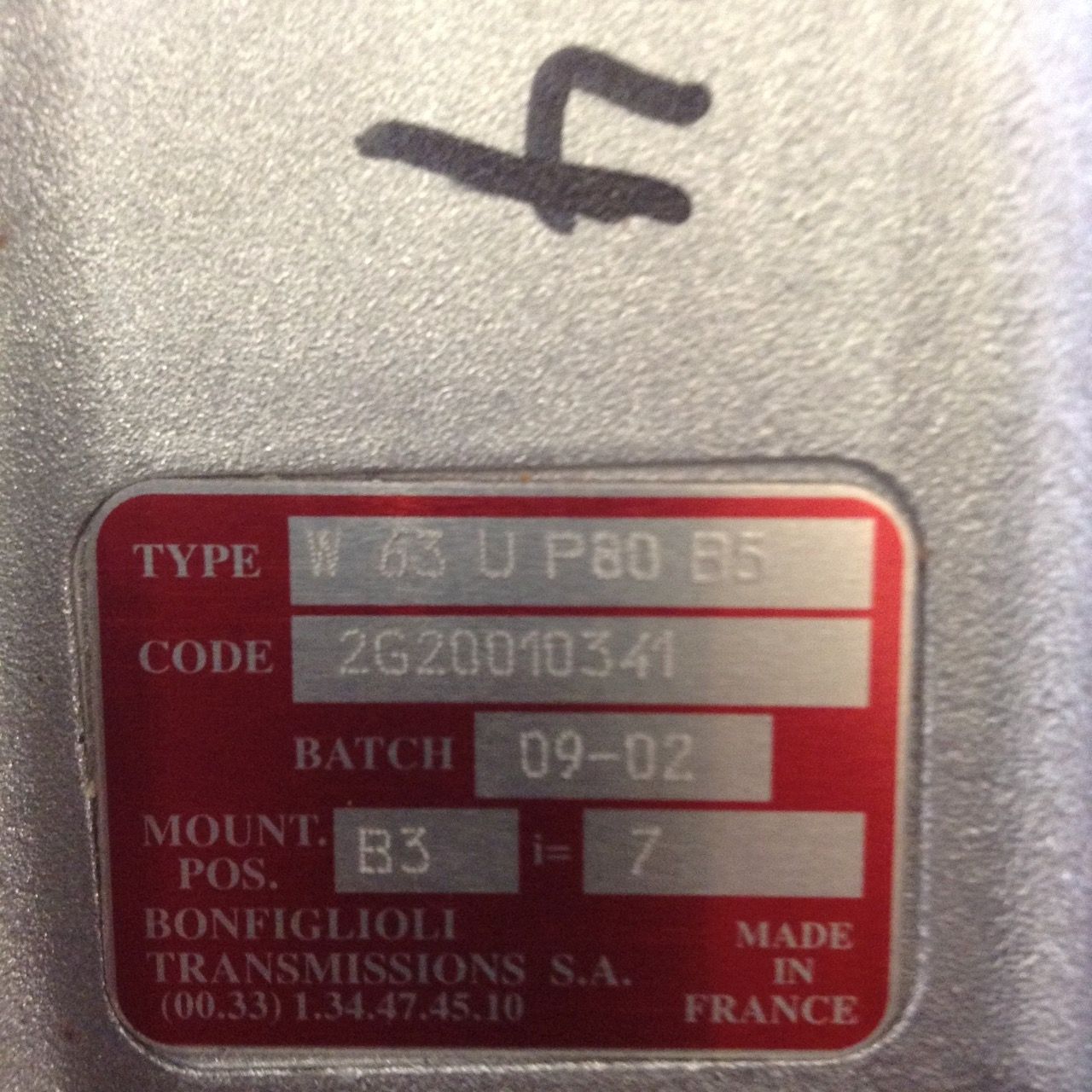 Bonfiglioli W 63 U P80 B5 Gearbox reducer B3 i:7 New NMP