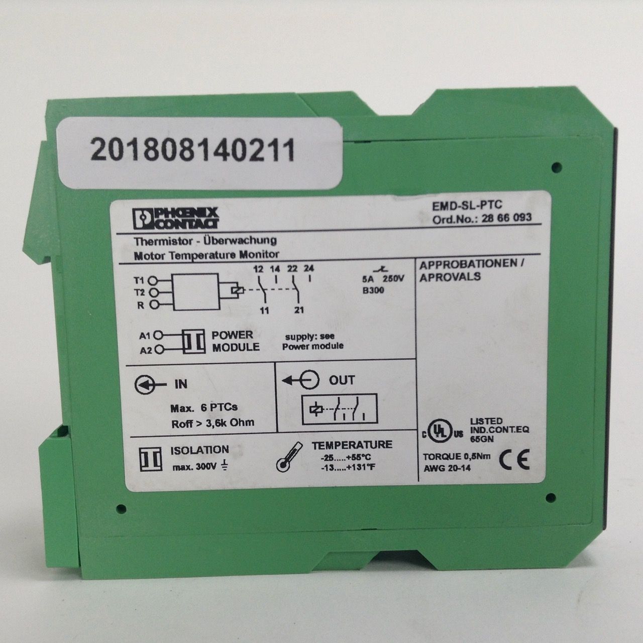 Phoenix Contact 2866093 temperature monitoring relay EMD-SL-PTC Used UMP