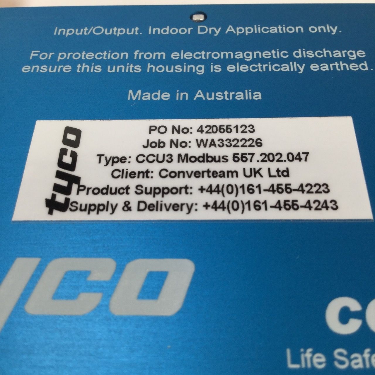 Tyco 557.202.047 Modbus Interface CCU3/E CCU3/C485E-MXMB Ethernet TCP ...