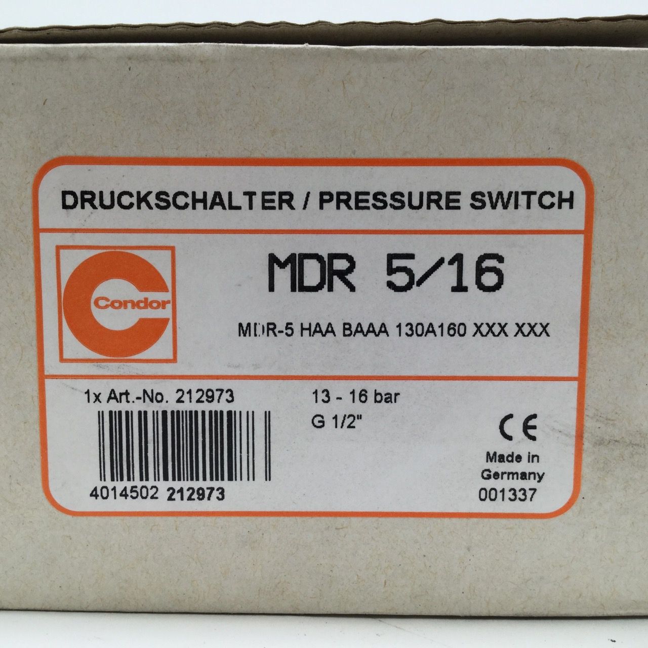 Condor MDR5/16 Pressure Switch Druckschalter New NFP