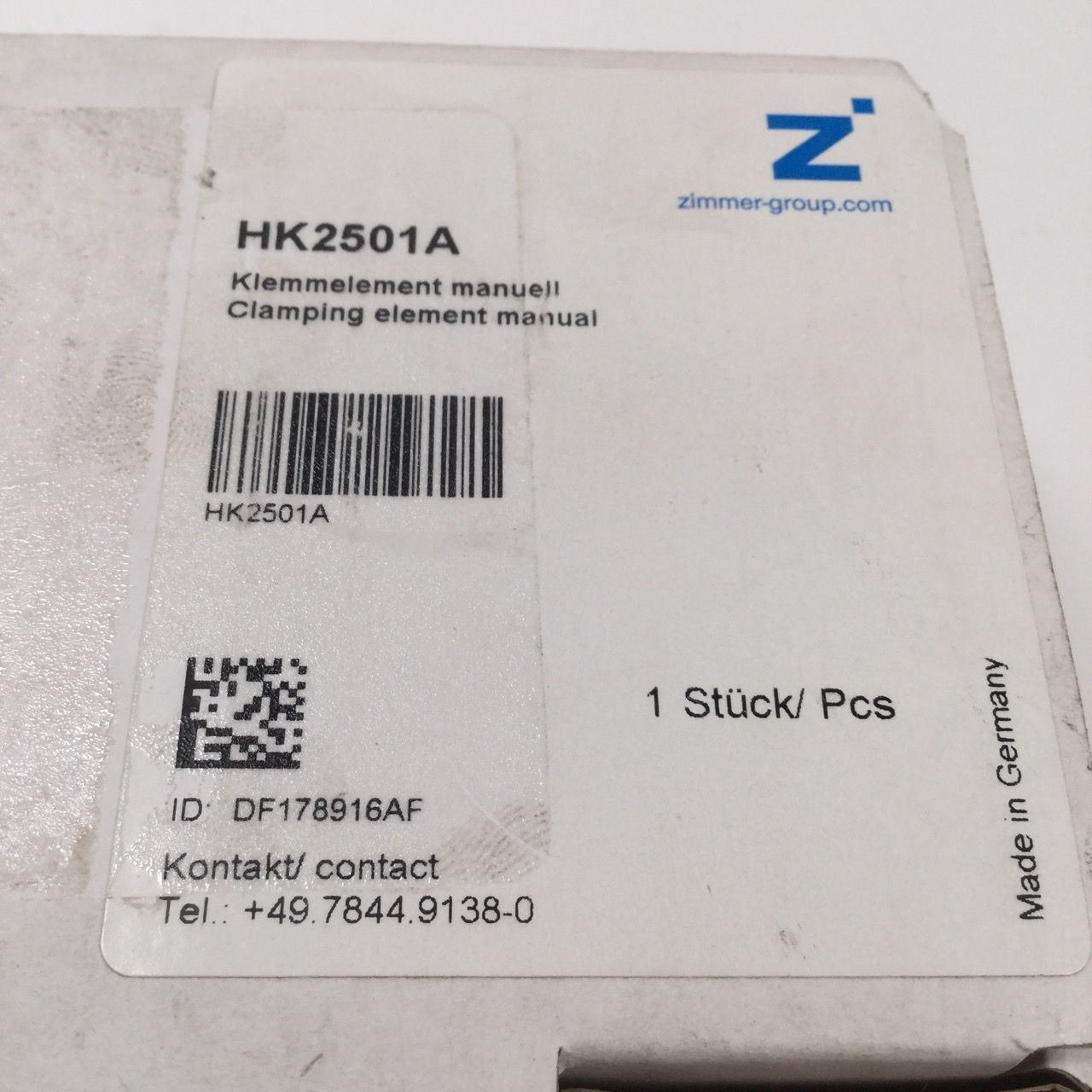 Zimmer-Group HK2501A Clamping Element Manual Klemmelement New NFP