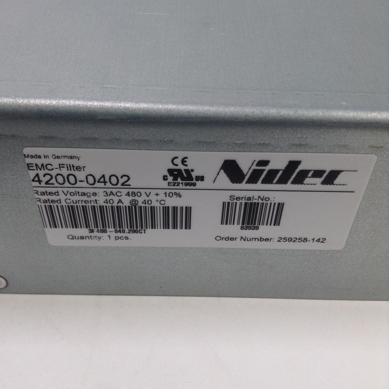 Nidec 4200-0402 EMC-Filter 3AV 480V 40A 42000402 New NFP