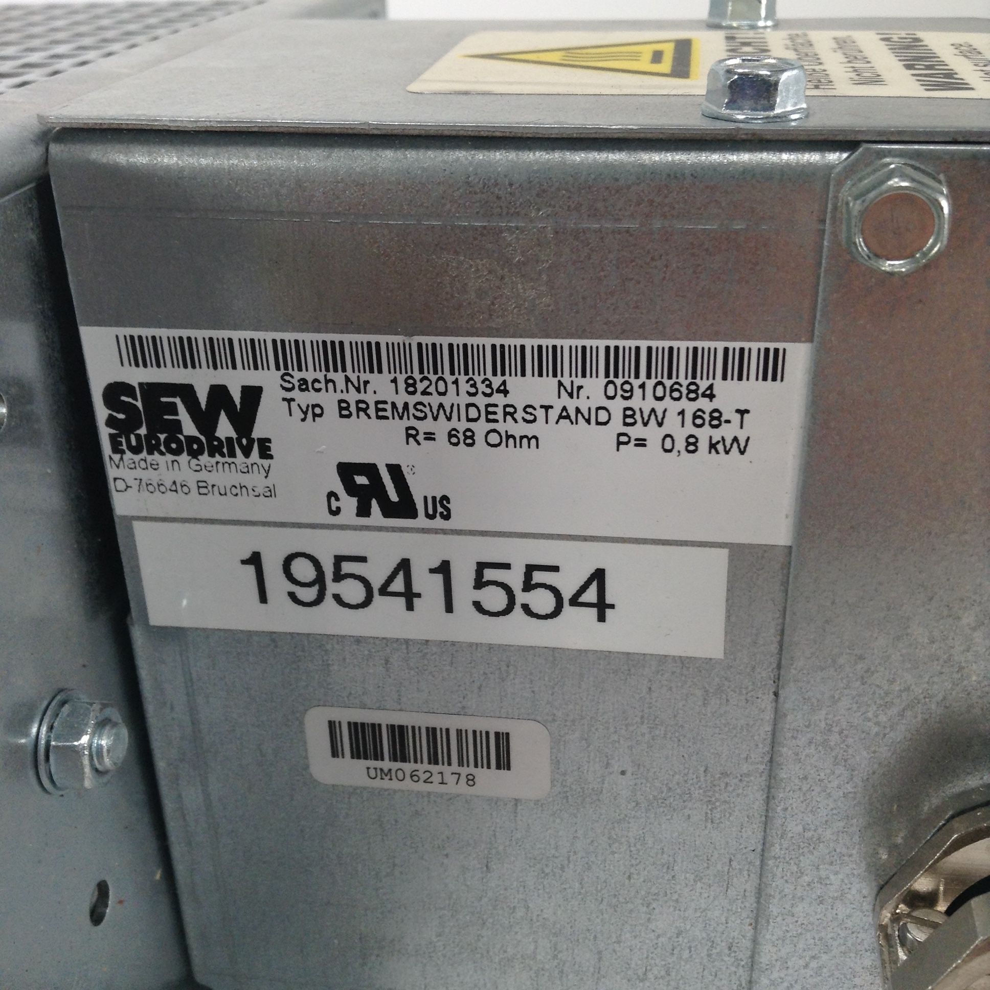 Sew Eurodrive BW168-T Bremswiderstand braking resistor R=68Ohm P=0,8kW ...