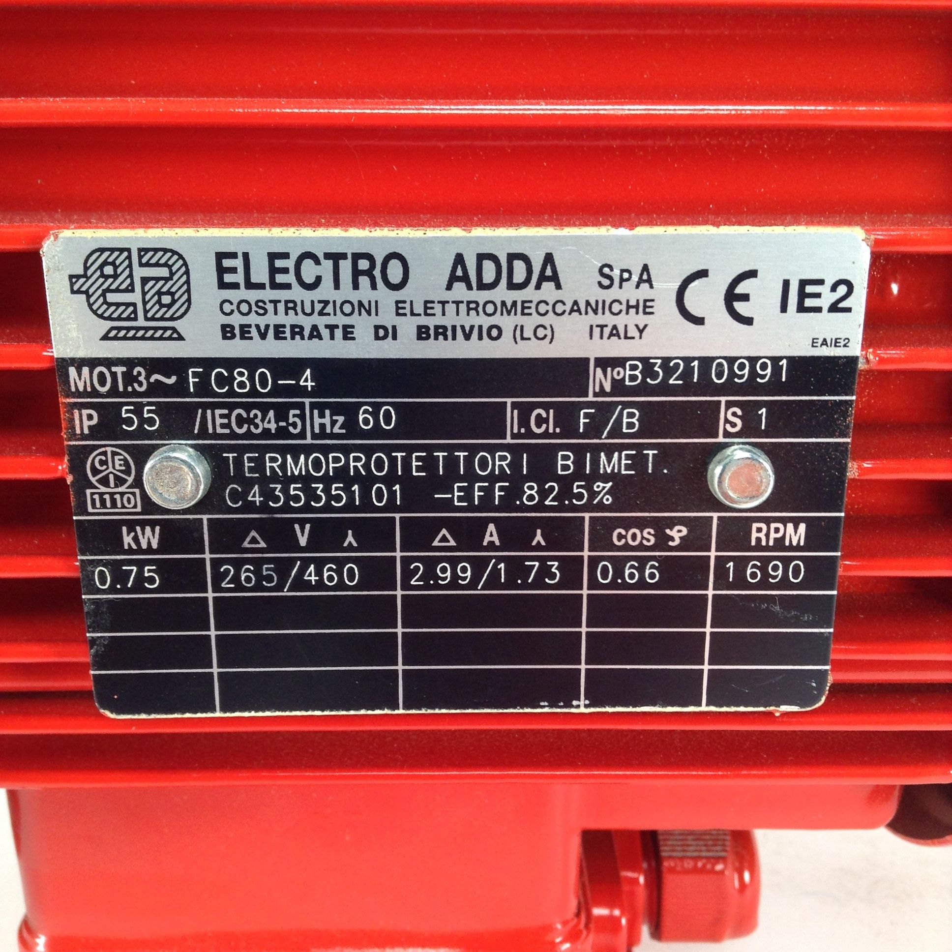 Electro Adda FC80-4-B Motor 0.75kW 265/460V 1690rpm B35 NEW NMP