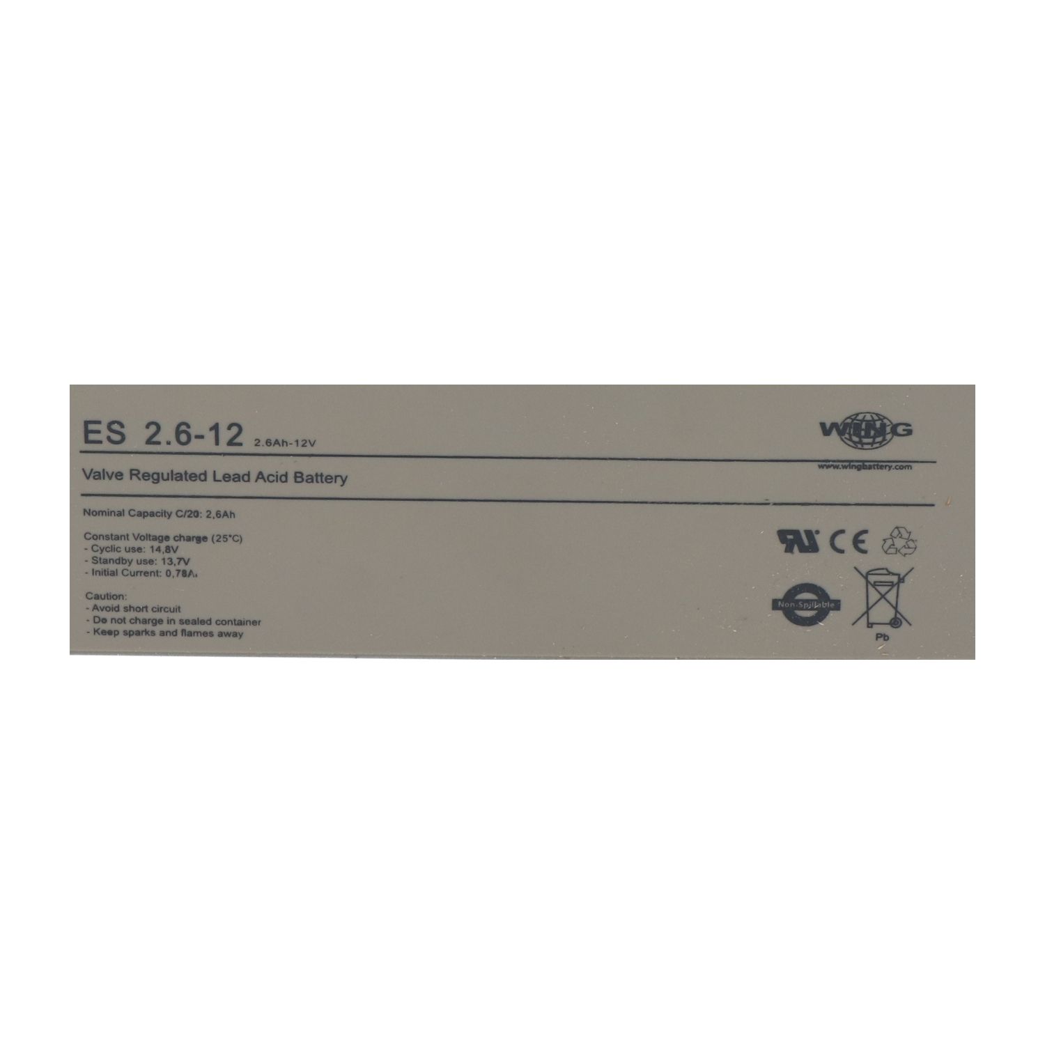 Wing ES2.6-12 valve regulated lead acid battery New NMP