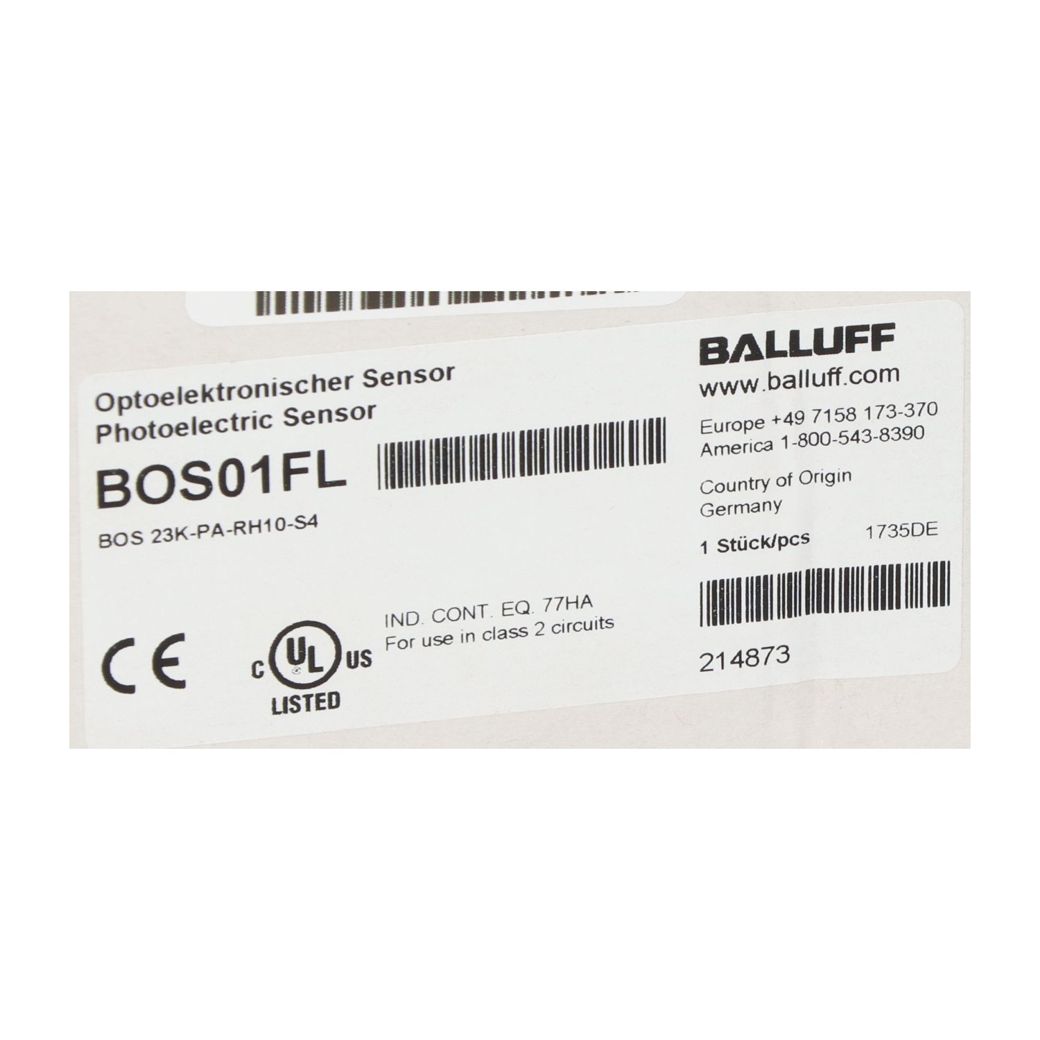 Balluff BOS01FL photoelectric sensor New NFP