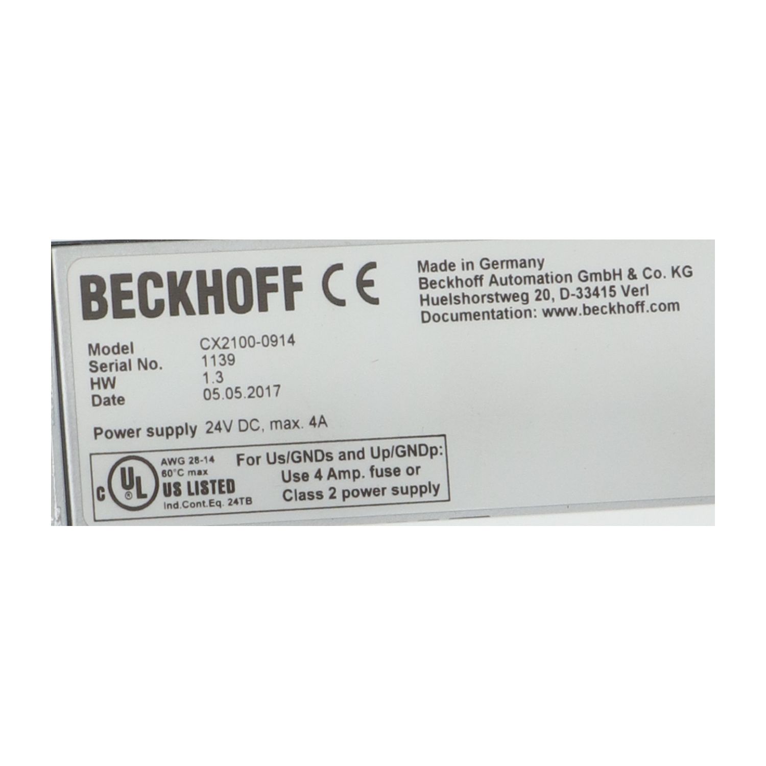 Beckhoff CX2100-0914 New NMP