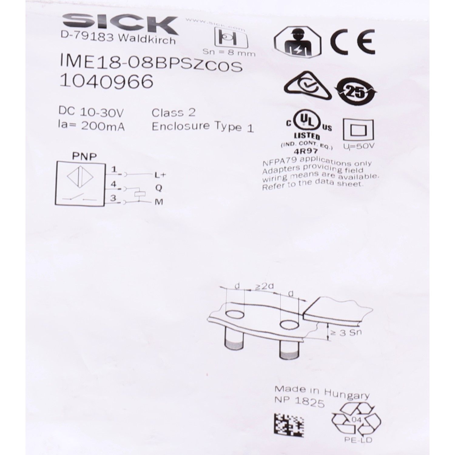 Sick IME18-08BPSZC0S Ime18-08Bpszc0S New NFP Sealed