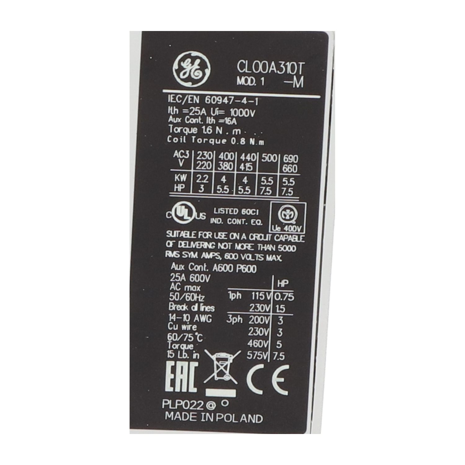 General Electric CL00A310T-M contactor New NMP