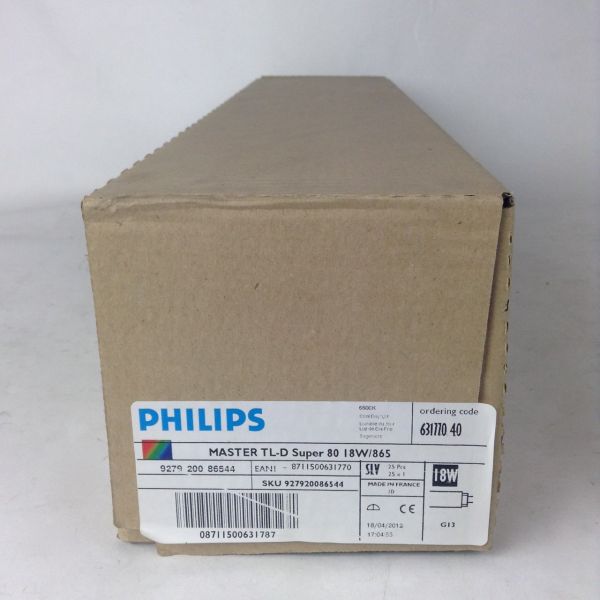 Philips Master TL-D Super 80 18W/865 Lamps - New (25 pieces)