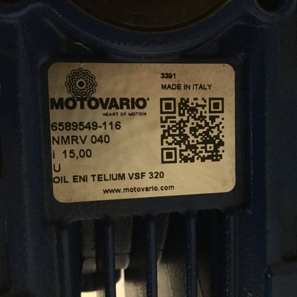 Motovario NMRV040 Geared Motor TS71B4 B14 4P 0,37kW 230/400V i:15 60Hz ...
