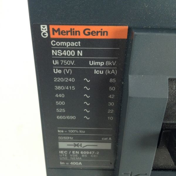 Merlin Gerin NS400N Compact Circuit Breaker Leistungsschalter 750V 8kV ...