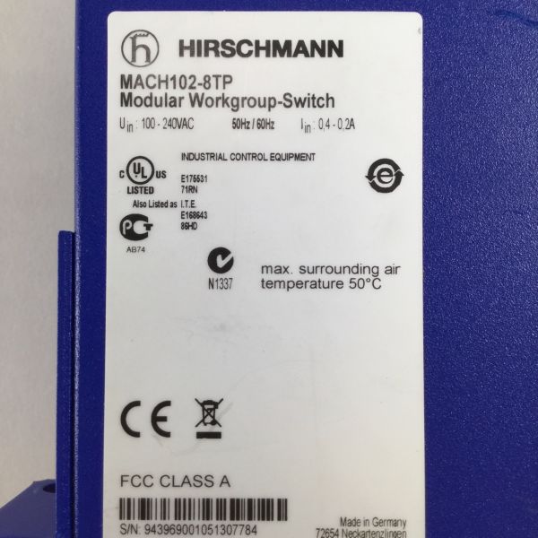 Hirschmann MACH102-8TP Modular Ethernet Workgroup switch Used UMP