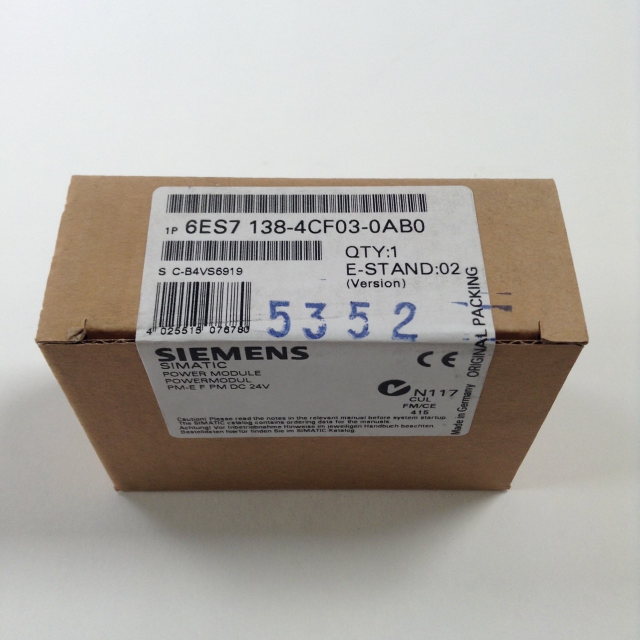 Siemens 6ES7 138-4CF03-0AB0 Simatic Power module 240 manual E:02 New ...